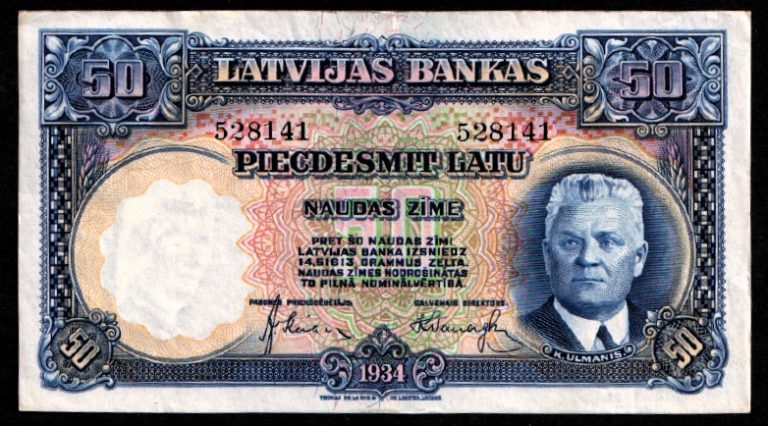 Latvia 50 latu 1934. XF++. P-20a - Numizmatikas.lt